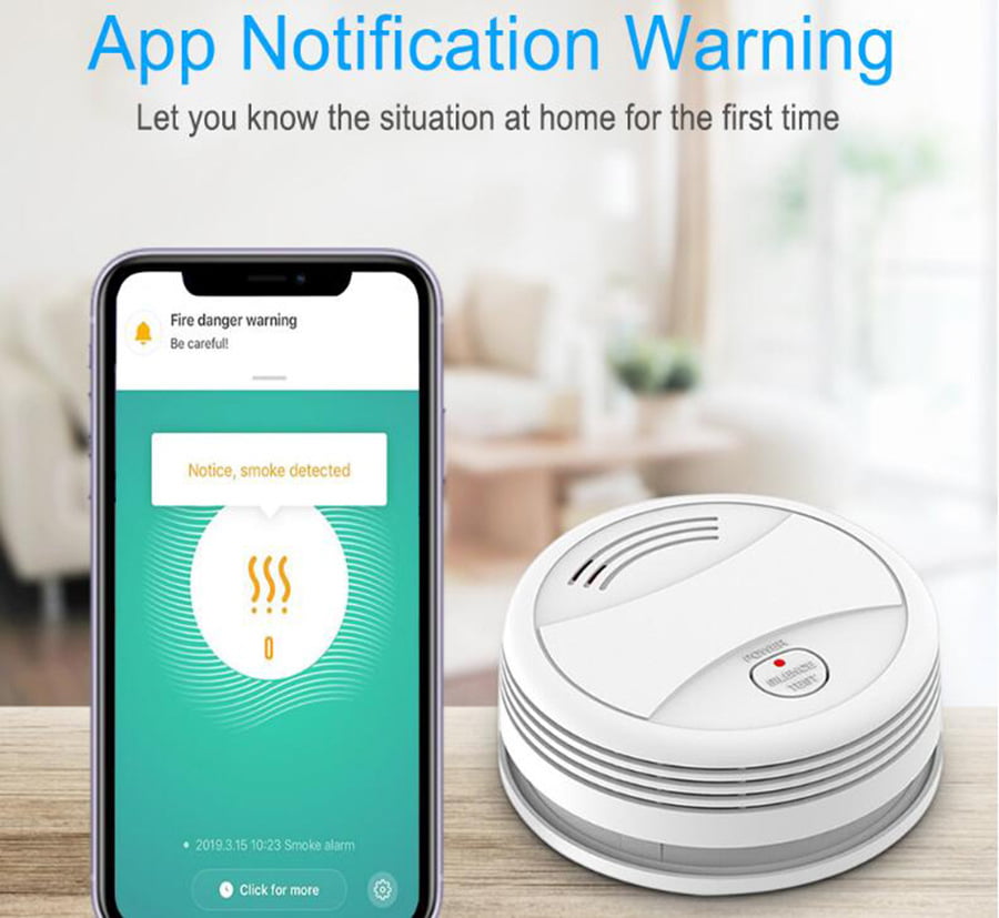 Smart WiFi Smoke Alarm Tuya Smart Life Fire Protection Smoke Alarm ...