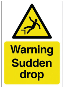 5S Highly Visible Warning of Sudden Drops Sign